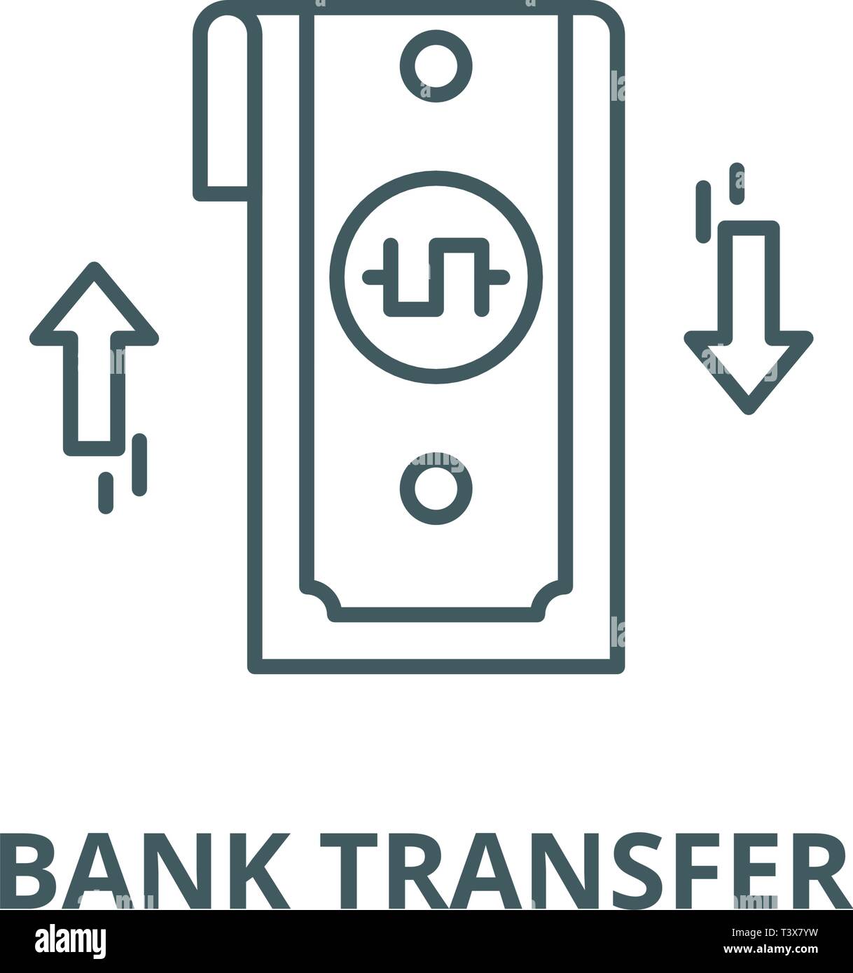 Bank transfer line icon, vector. Bank transfer outline sign, concept ...