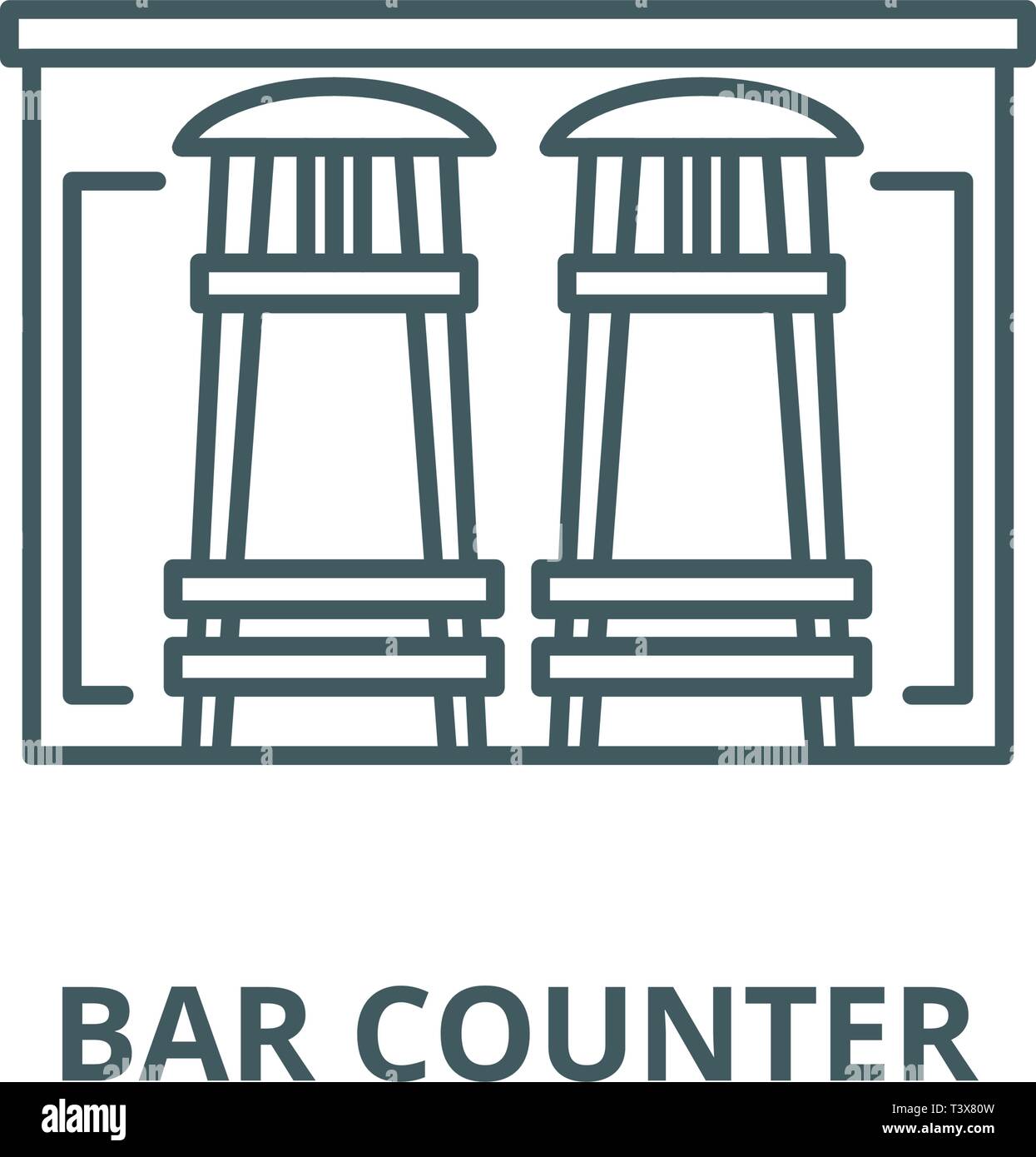 Bar counter line icon, vector. Bar counter outline sign, concept symbol ...