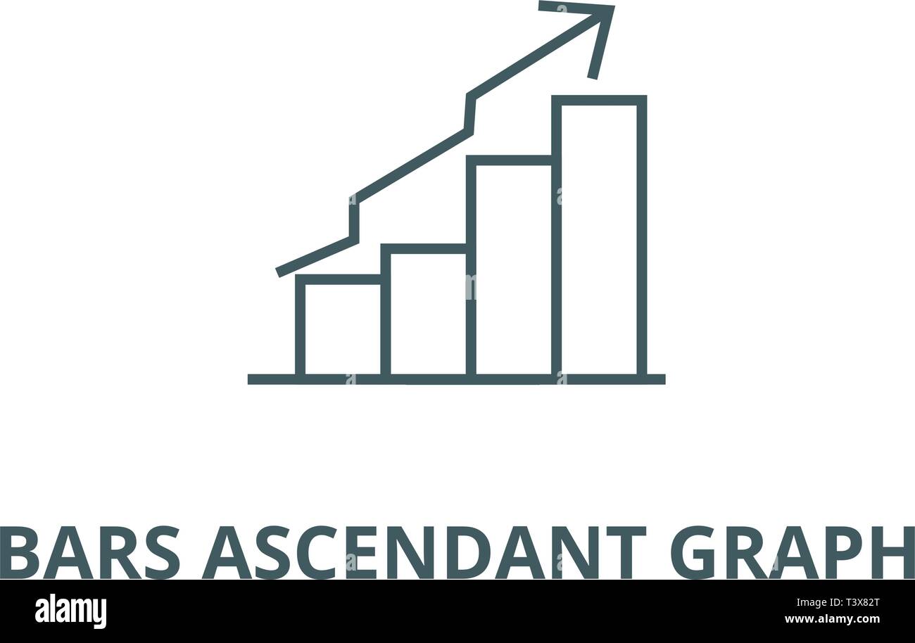 Bars ascendant graph line icon, vector. Bars ascendant graph outline ...