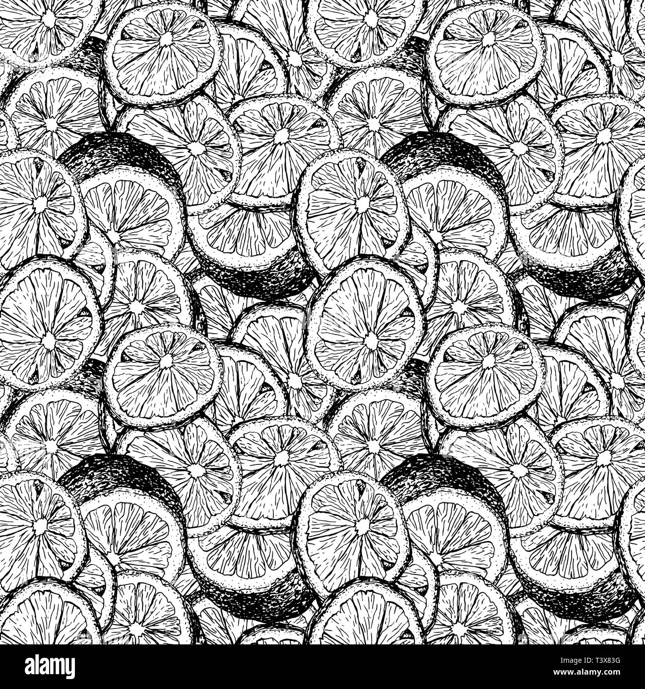 Seamless pattern lemon fruit Black and White Stock Photos & Images - Alamy