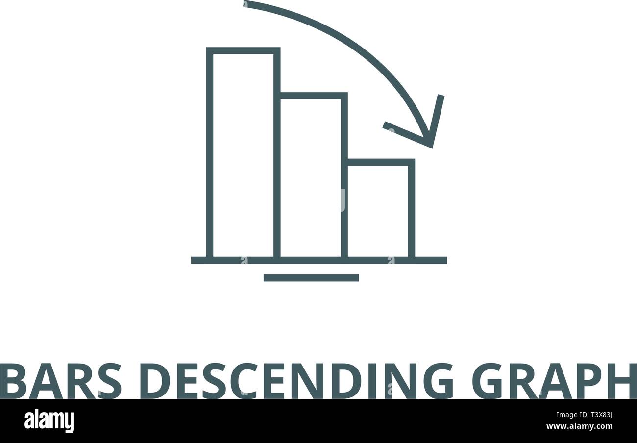 Bars descending graph line icon, vector. Bars descending graph outline ...