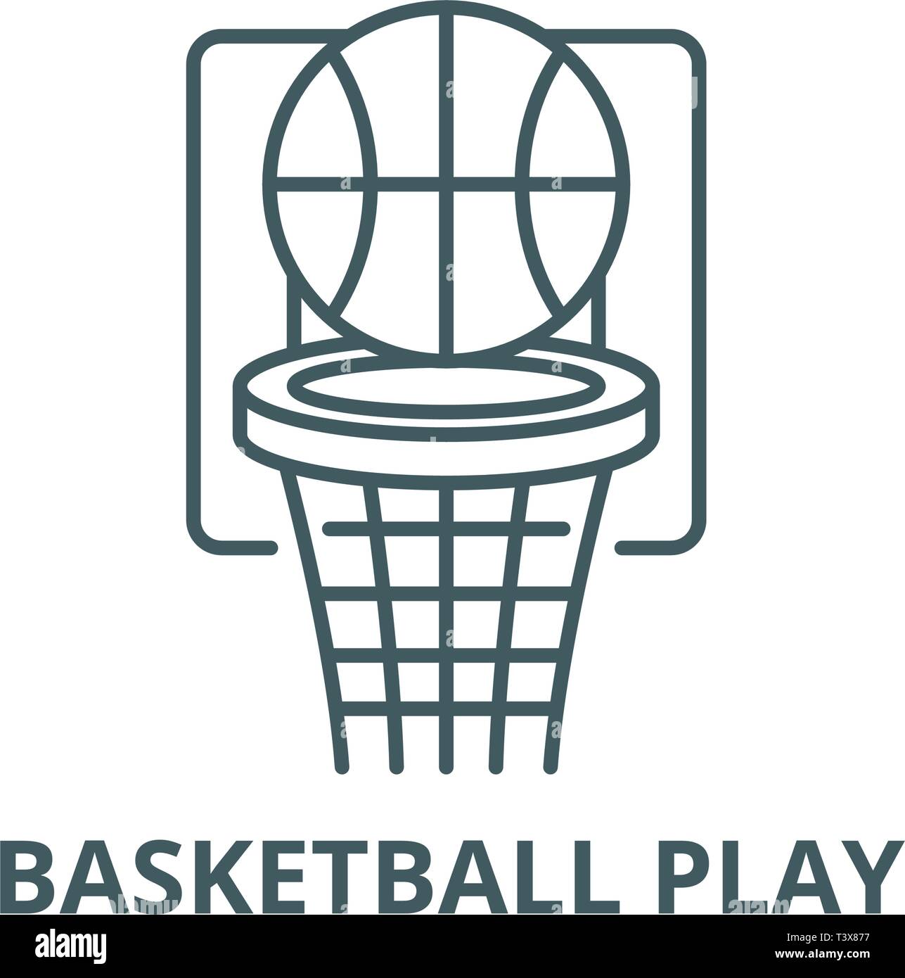 Basketball play line icon, vector. Basketball play outline sign ...