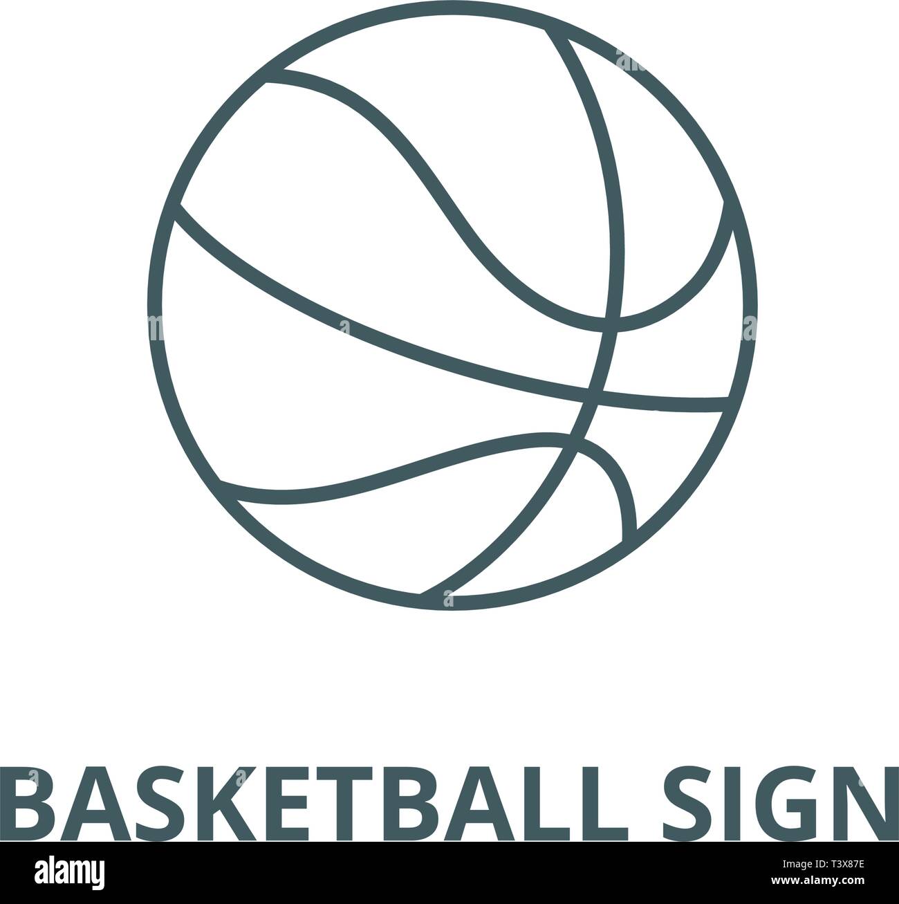 Basketball sign line icon, vector. Basketball sign outline sign ...