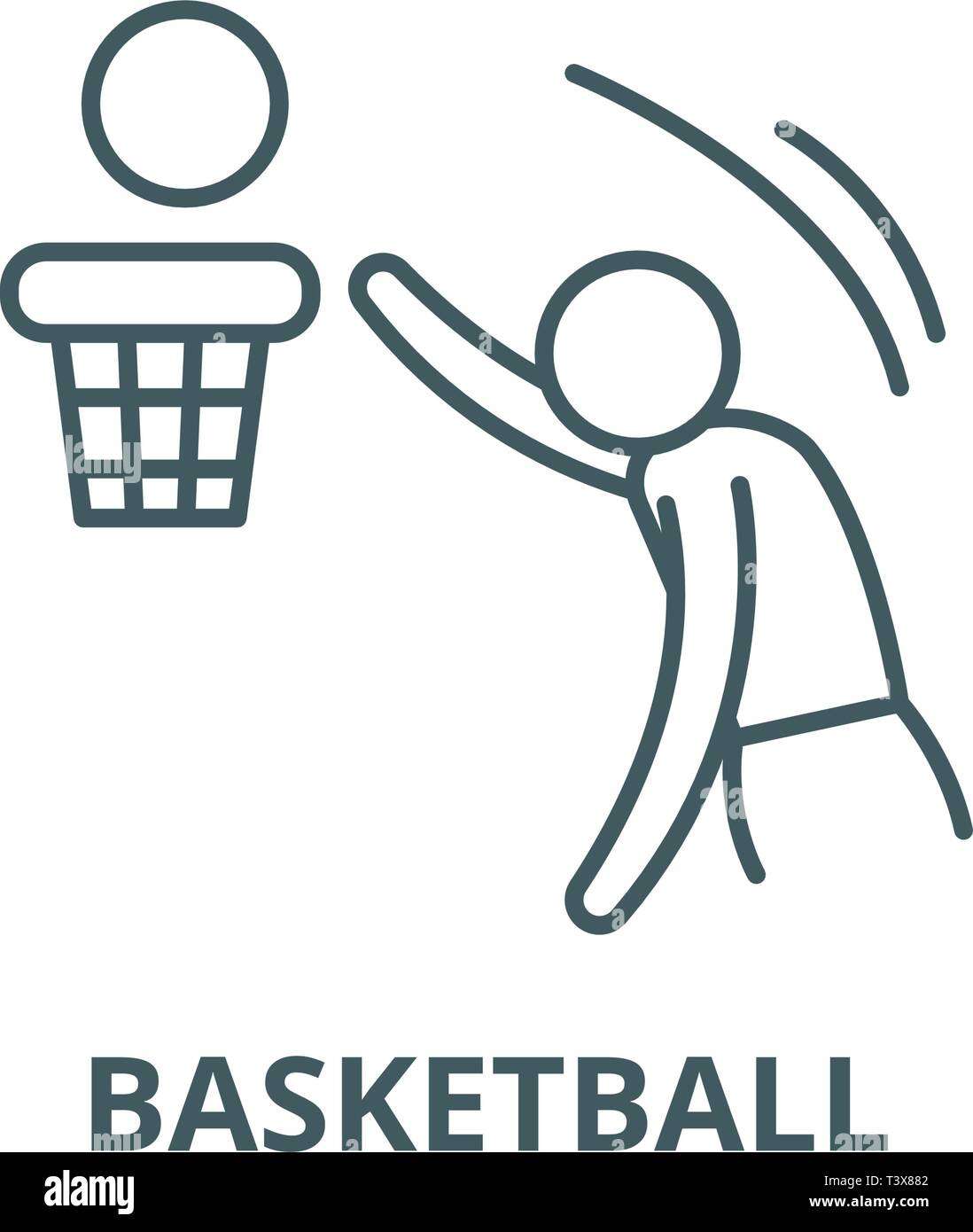 Basketball line icon, vector. Basketball outline sign, concept symbol ...