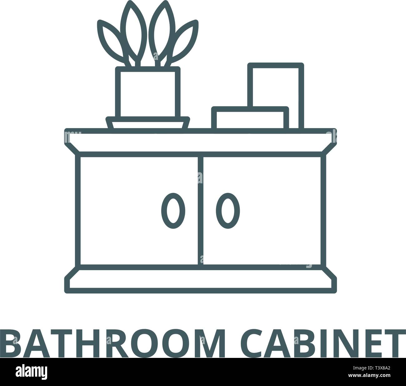 Bathroom cabinet line icon, vector. Bathroom cabinet outline sign ...