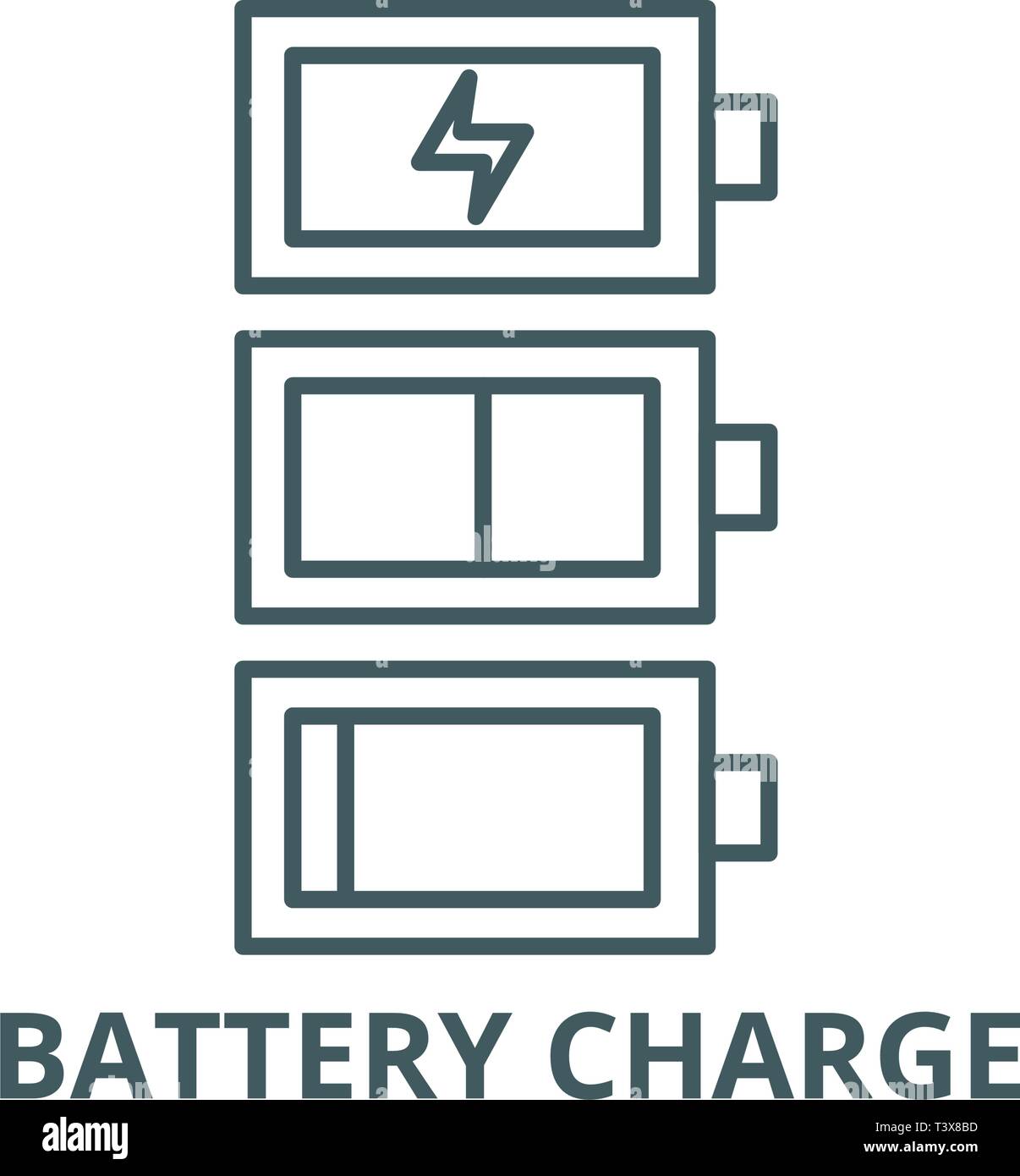Battery charge line icon, vector. Battery charge outline sign, concept ...