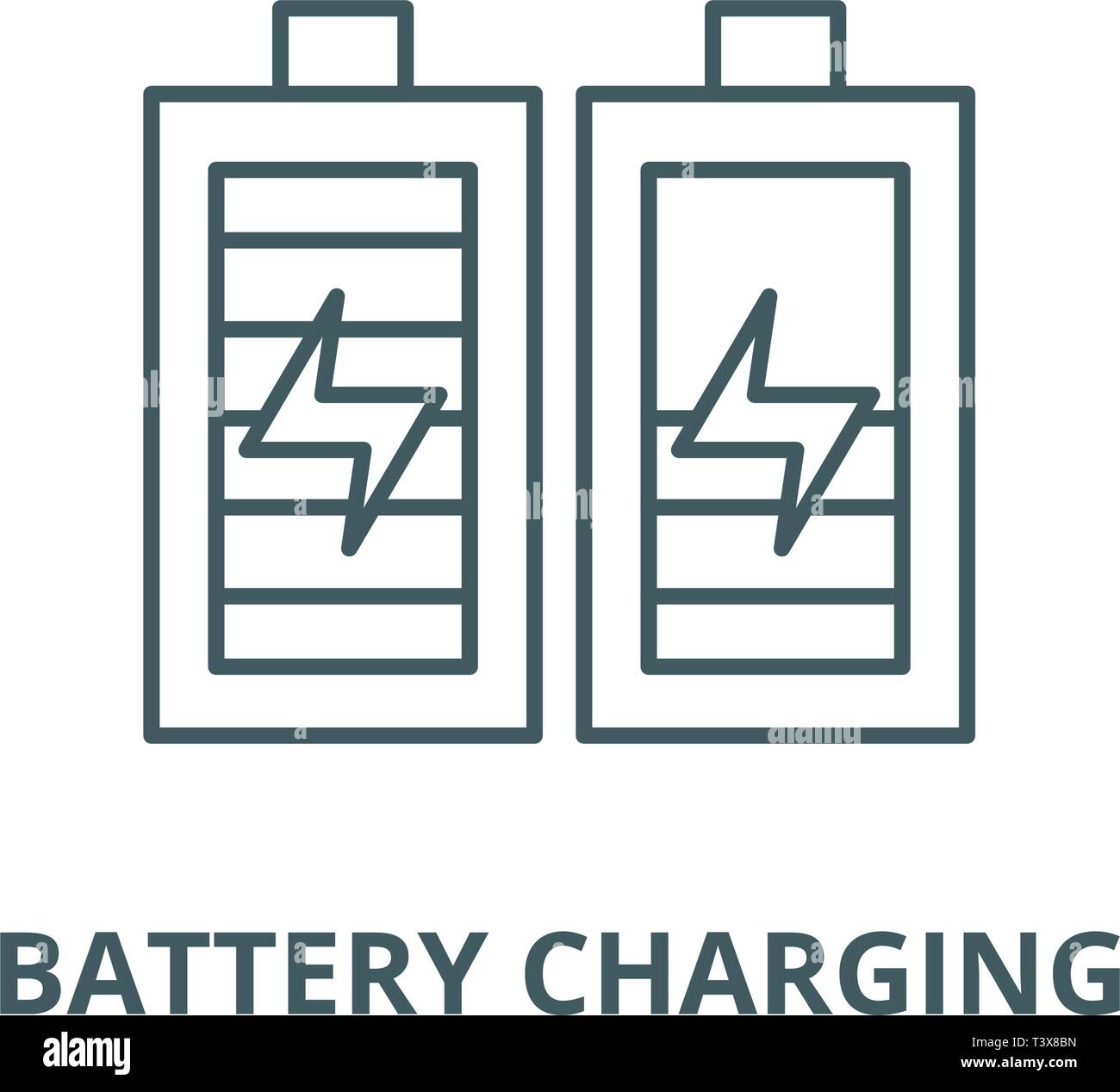 Battery charging line icon, vector. Battery charging outline sign ...