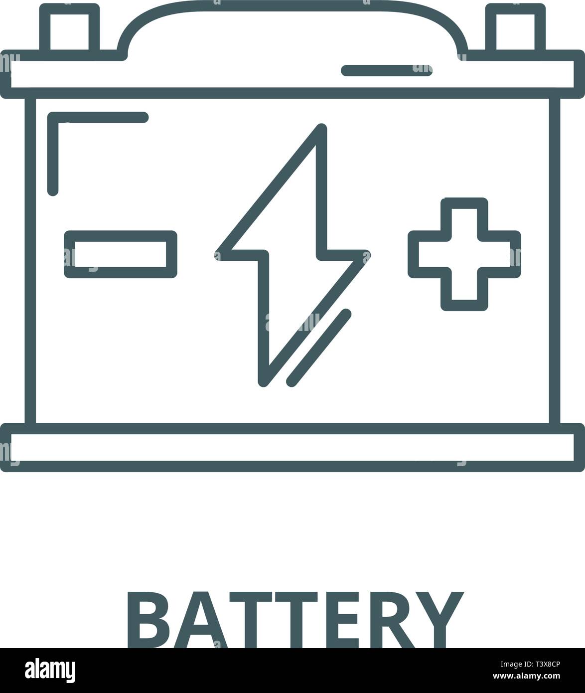 Battery line icon, vector. Battery outline sign, concept symbol, flat ...