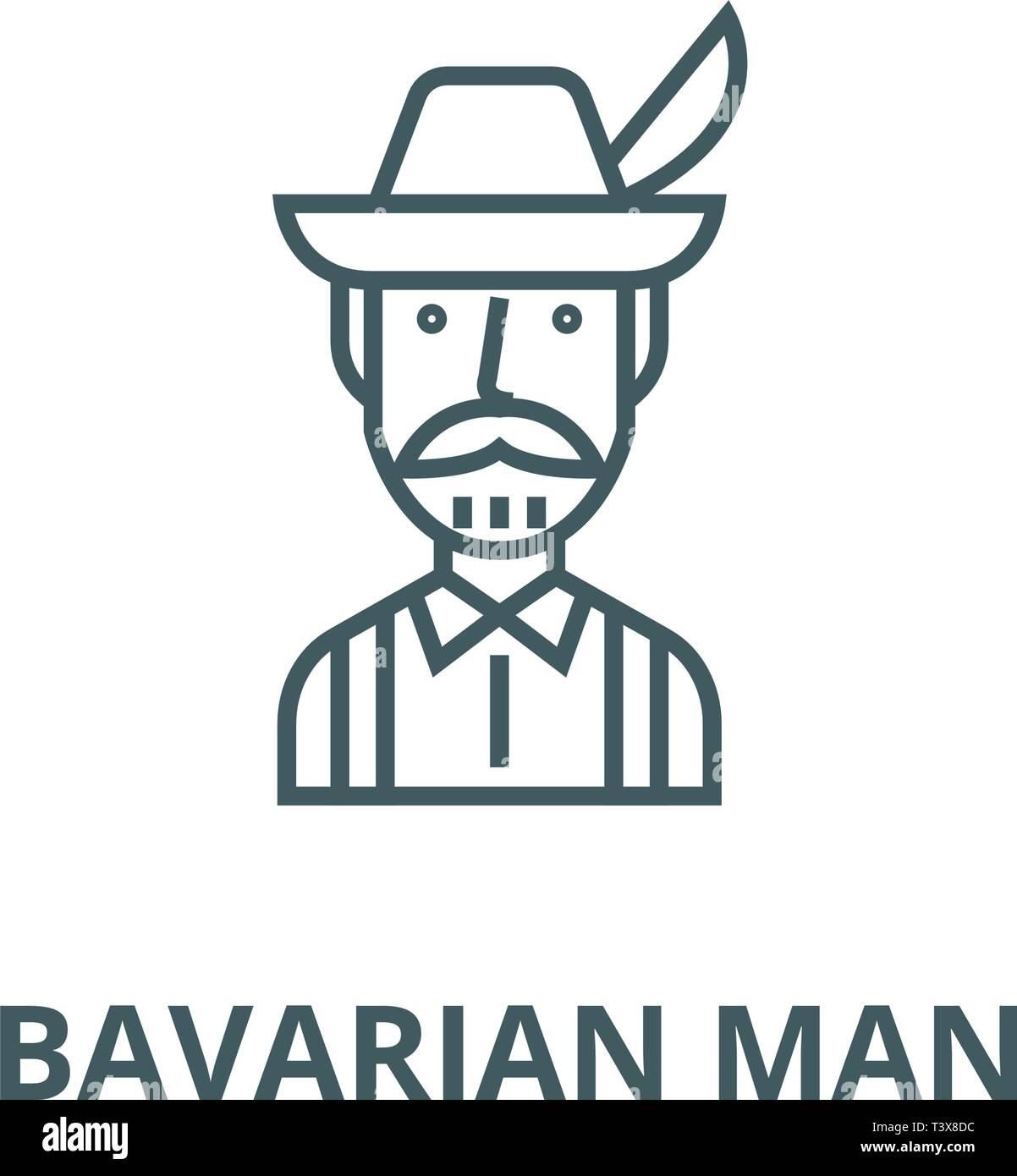 Bavarian man line icon, vector. Bavarian man outline sign, concept ...