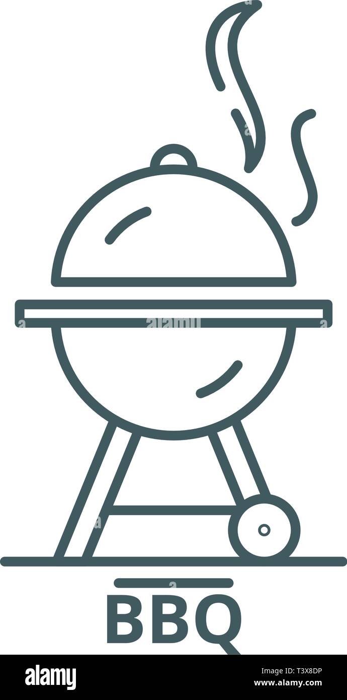 Bbq line icon, vector. Bbq outline sign, concept symbol, flat ...