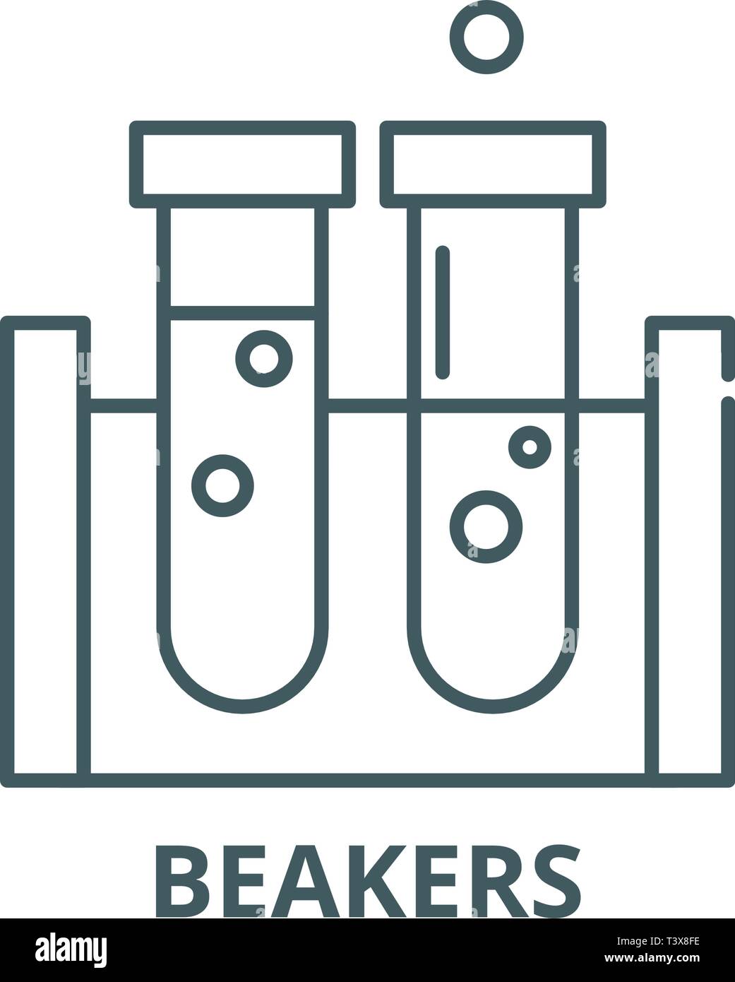Beakers line icon, vector. Beakers outline sign, concept symbol, flat ...
