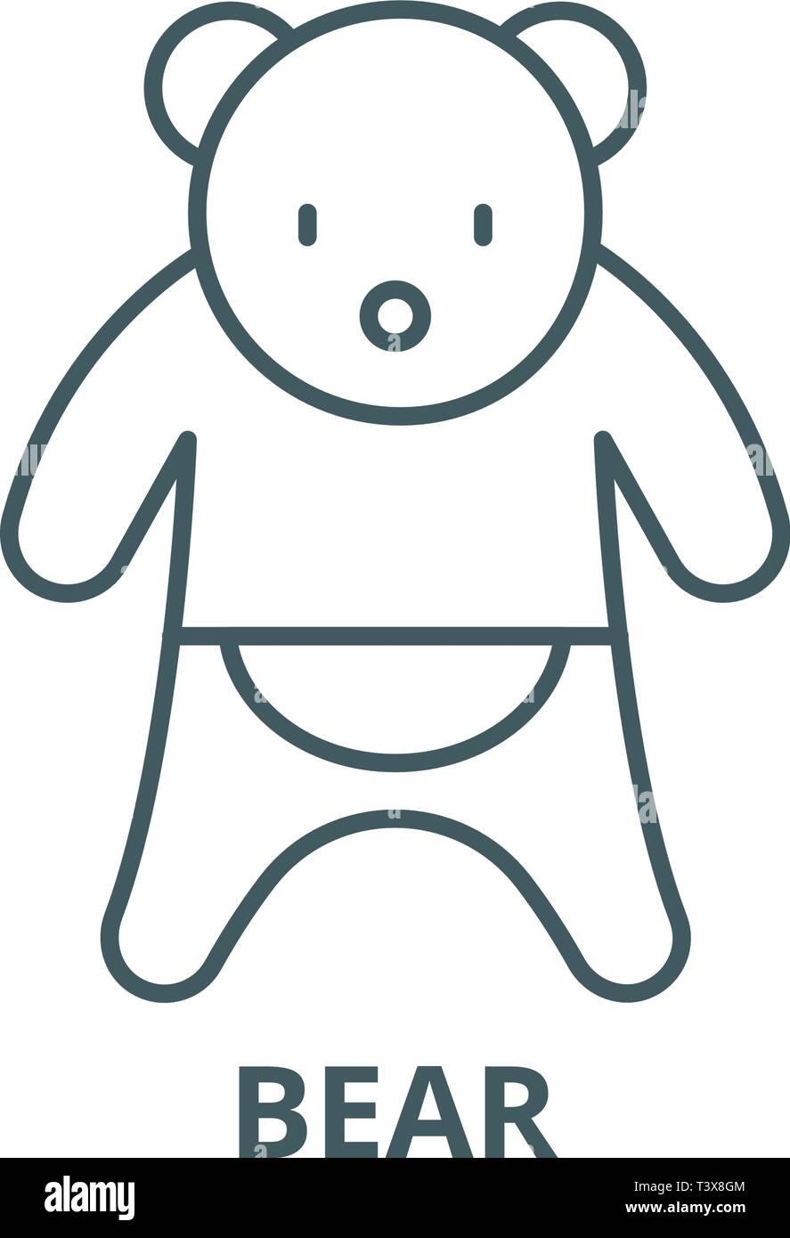 Bear line icon, vector. Bear outline sign, concept symbol, flat ...
