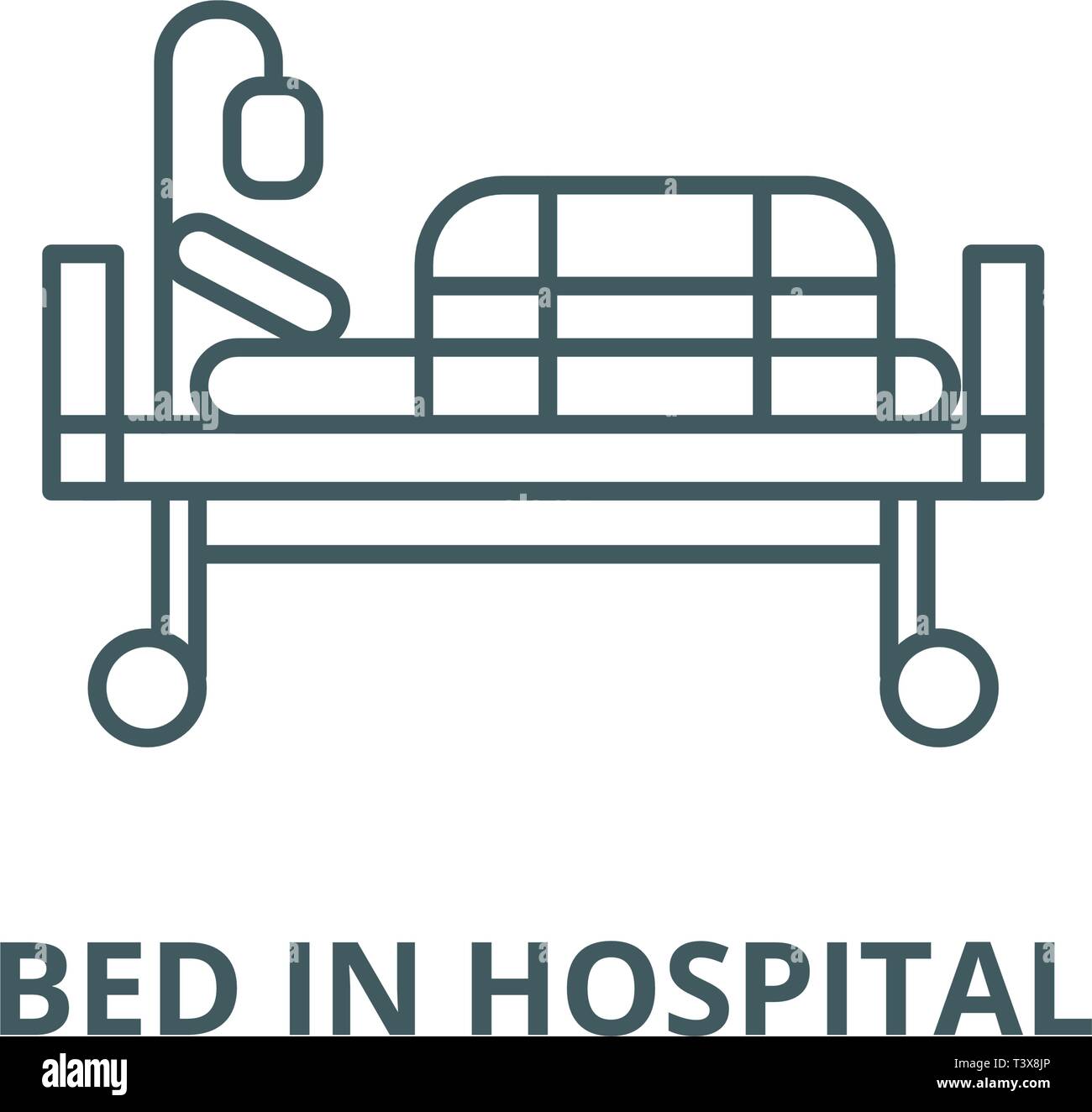 Bed in hospital line icon, vector. Bed in hospital outline sign ...