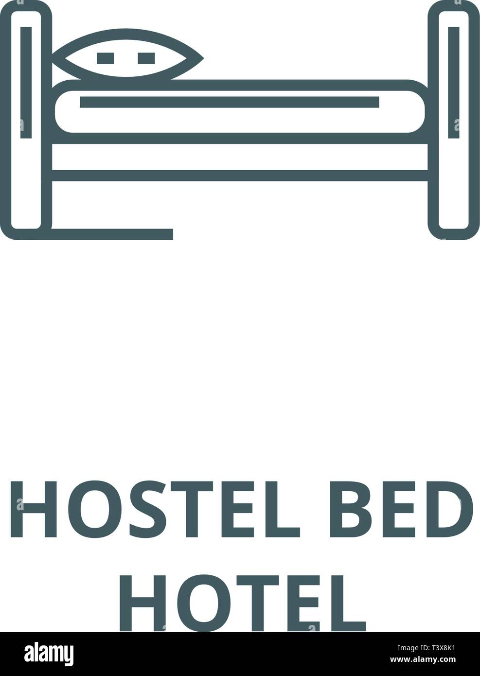 Bed view,hostel, hotel line icon, vector. Bed view,hostel, hotel ...