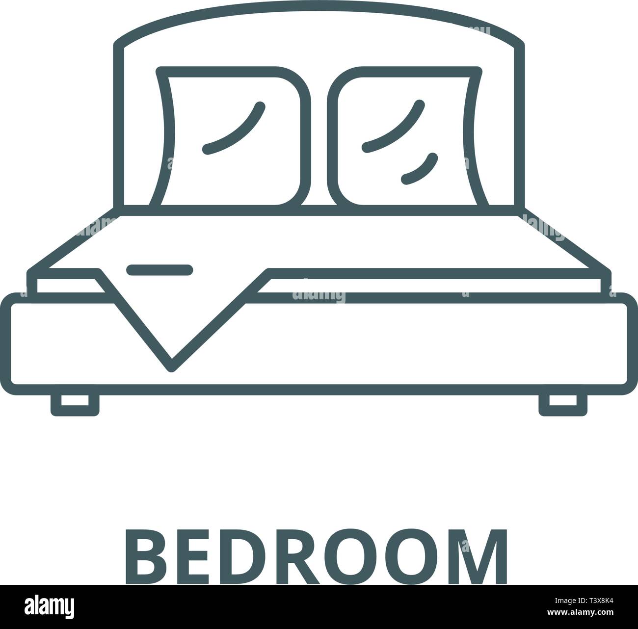 Bedroom line icon, vector. Bedroom outline sign, concept symbol, flat ...