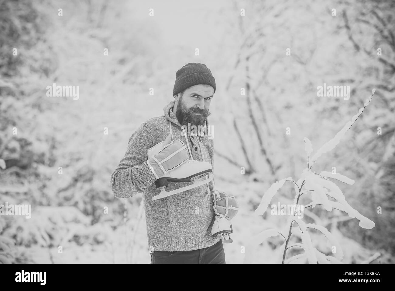 Bearded santa man christmas Black and White Stock Photos & Images - Alamy