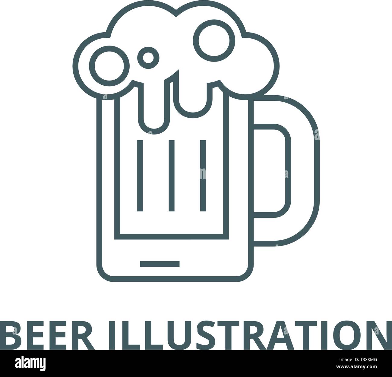 Beer illustration line icon, vector. Beer illustration outline sign ...