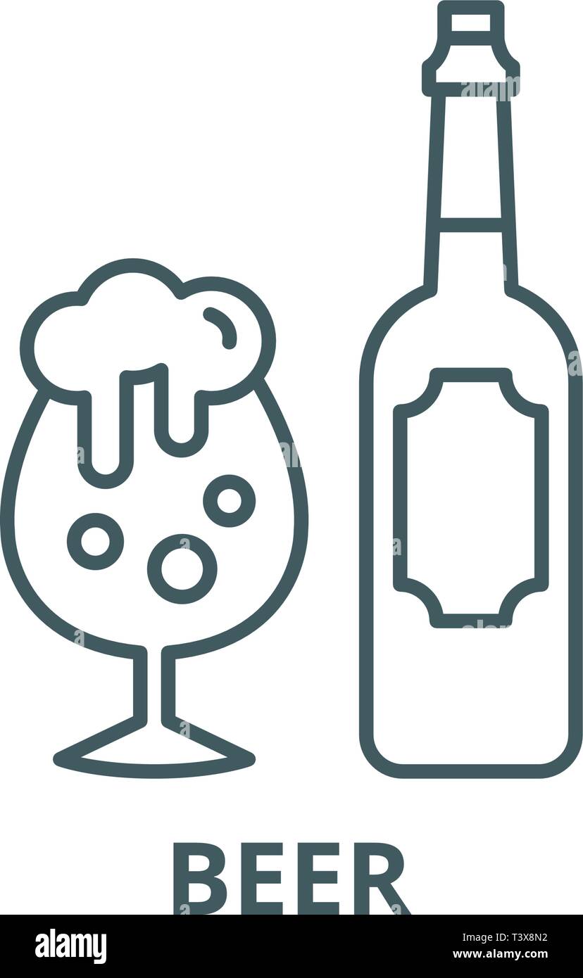 Beer line icon, vector. Beer outline sign, concept symbol, flat ...