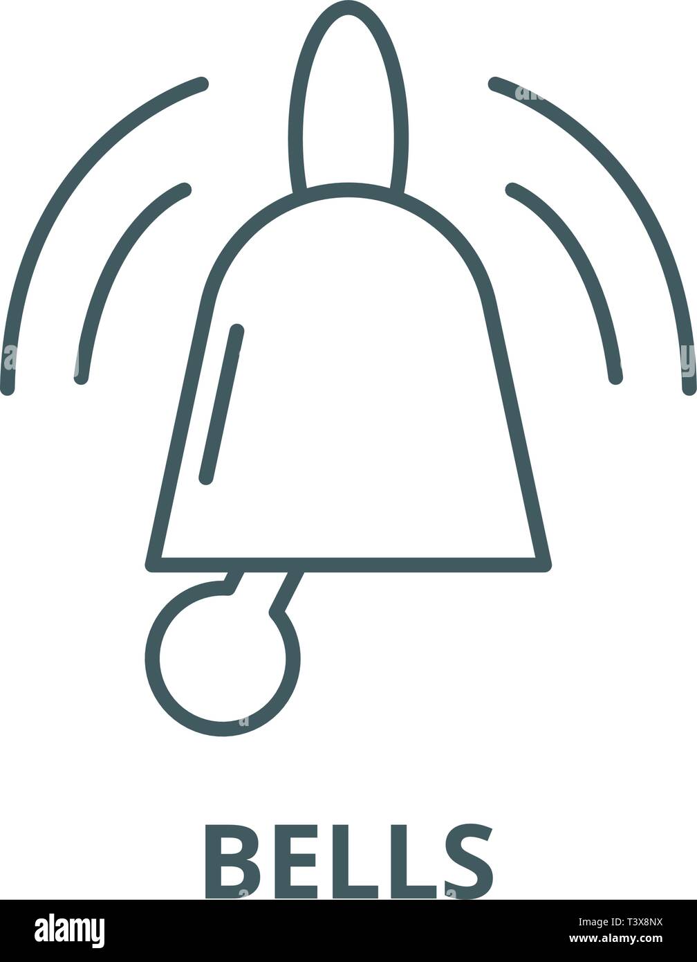 Bells line icon, vector. Bells outline sign, concept symbol, flat ...