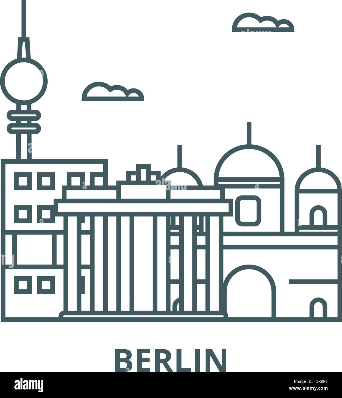 Berlin line icon, vector. Berlin outline sign, concept symbol, flat ...