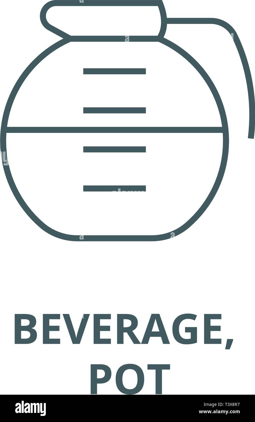 Beverage, drinks, pot line icon, vector. Beverage, drinks, pot outline ...