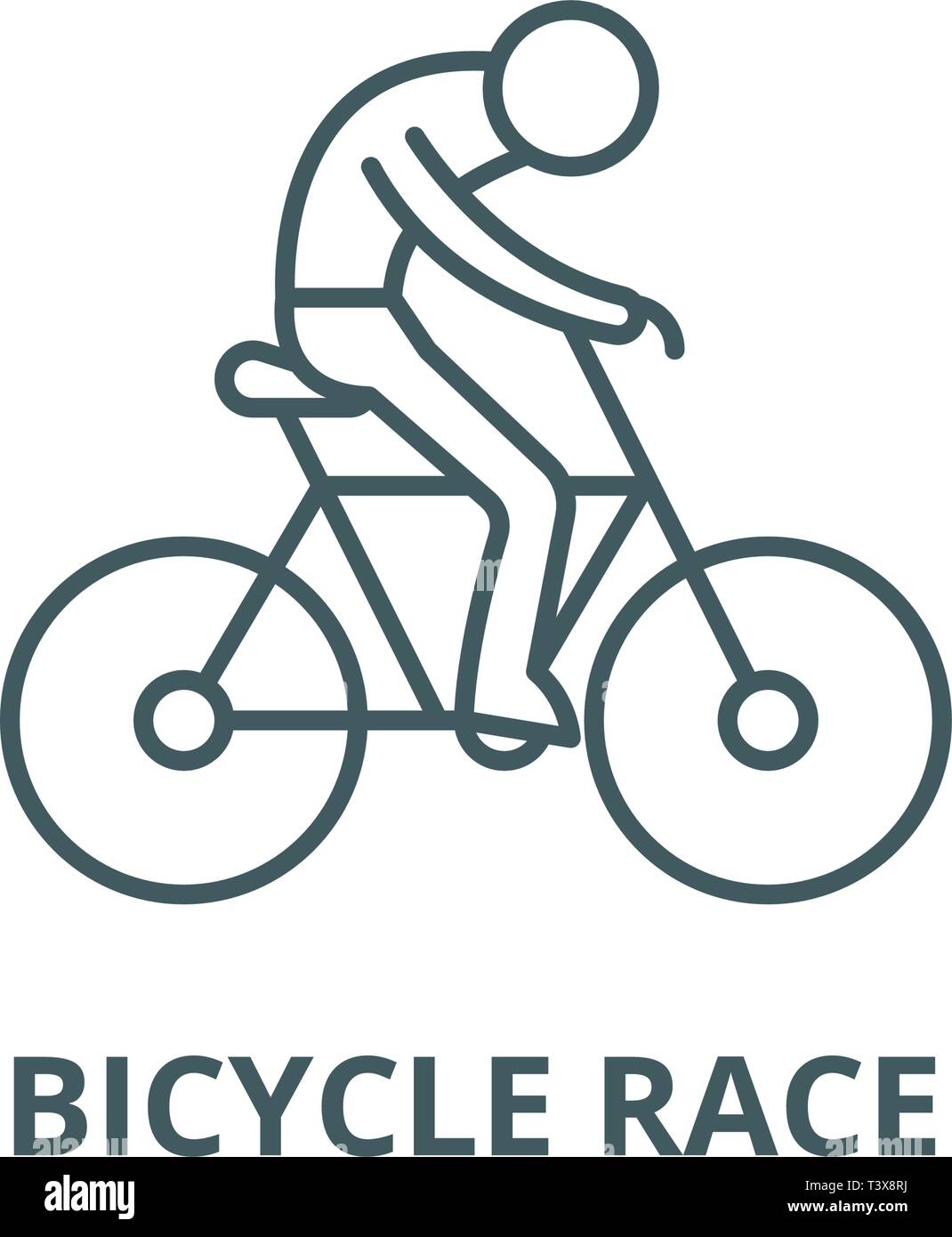 Bicycle race line icon, vector. Bicycle race outline sign, concept ...