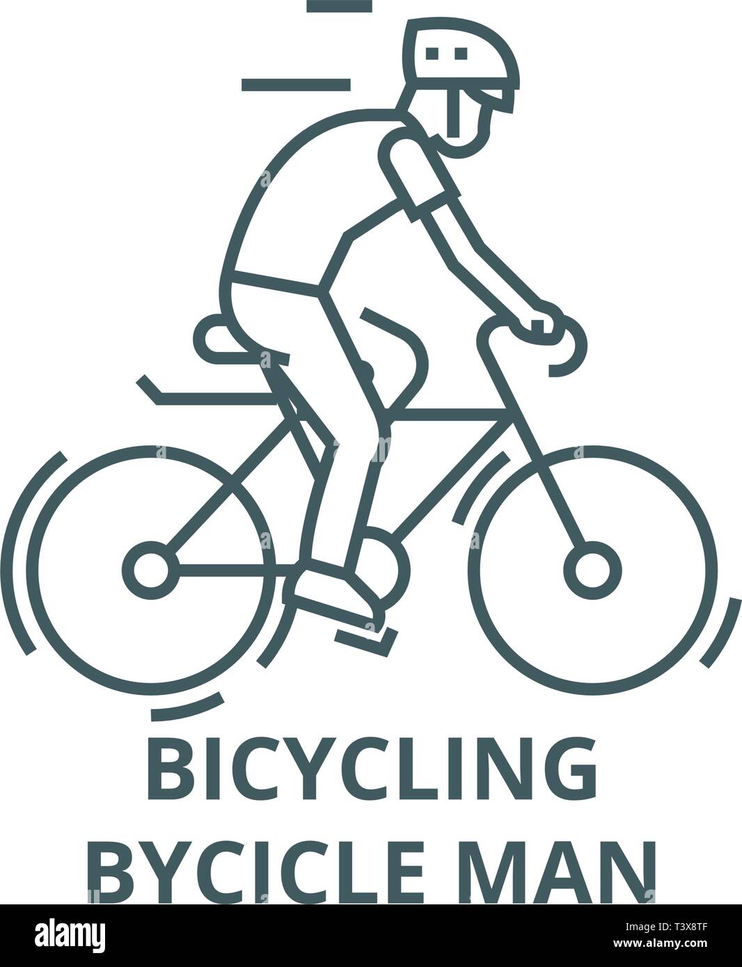 Bicycling,bycicle man line icon, vector. Bicycling,bycicle man outline ...