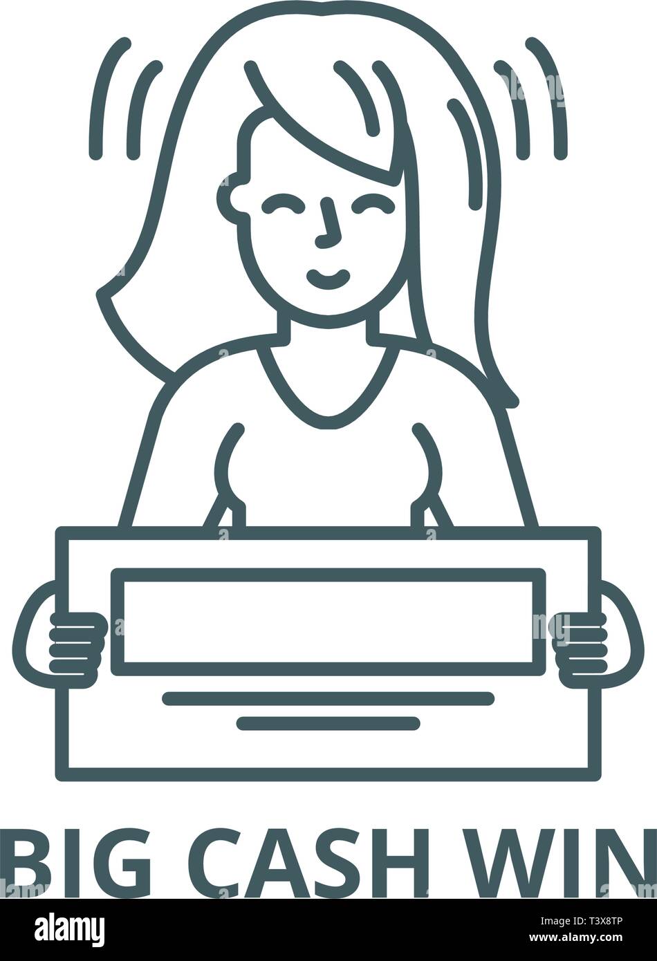 Big cash win line icon, vector. Big cash win outline sign, concept ...