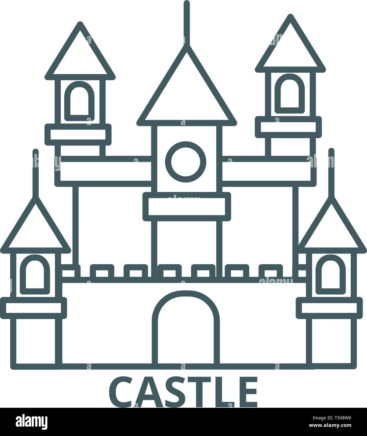 Big castle,germany line icon, vector. Big castle,germany outline sign ...