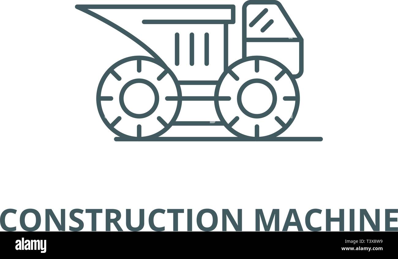 Big construction machine line icon, vector. Big construction machine ...
