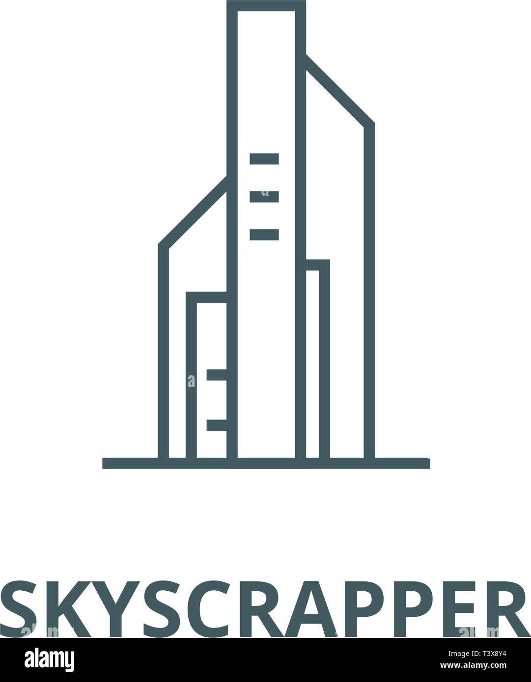 Big skyscrapper line icon, vector. Big skyscrapper outline sign ...