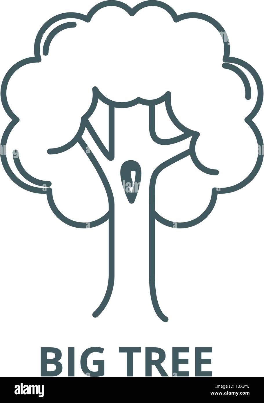 Big tree line icon, vector. Big tree outline sign, concept symbol, flat ...