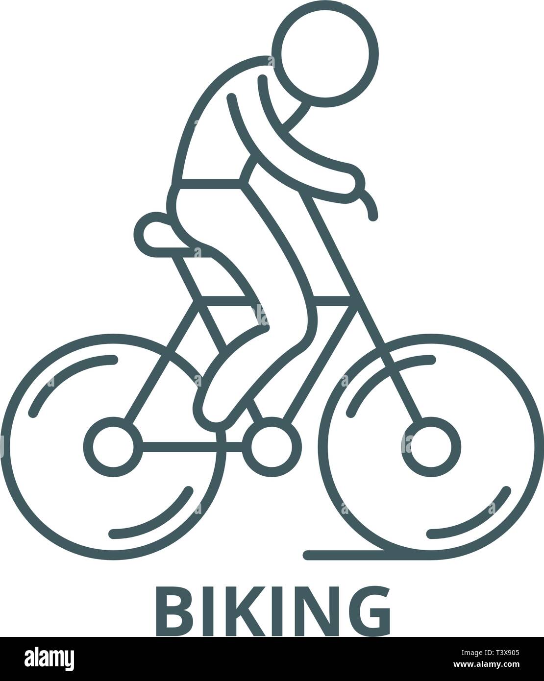 Biking line icon, vector. Biking outline sign, concept symbol, flat ...