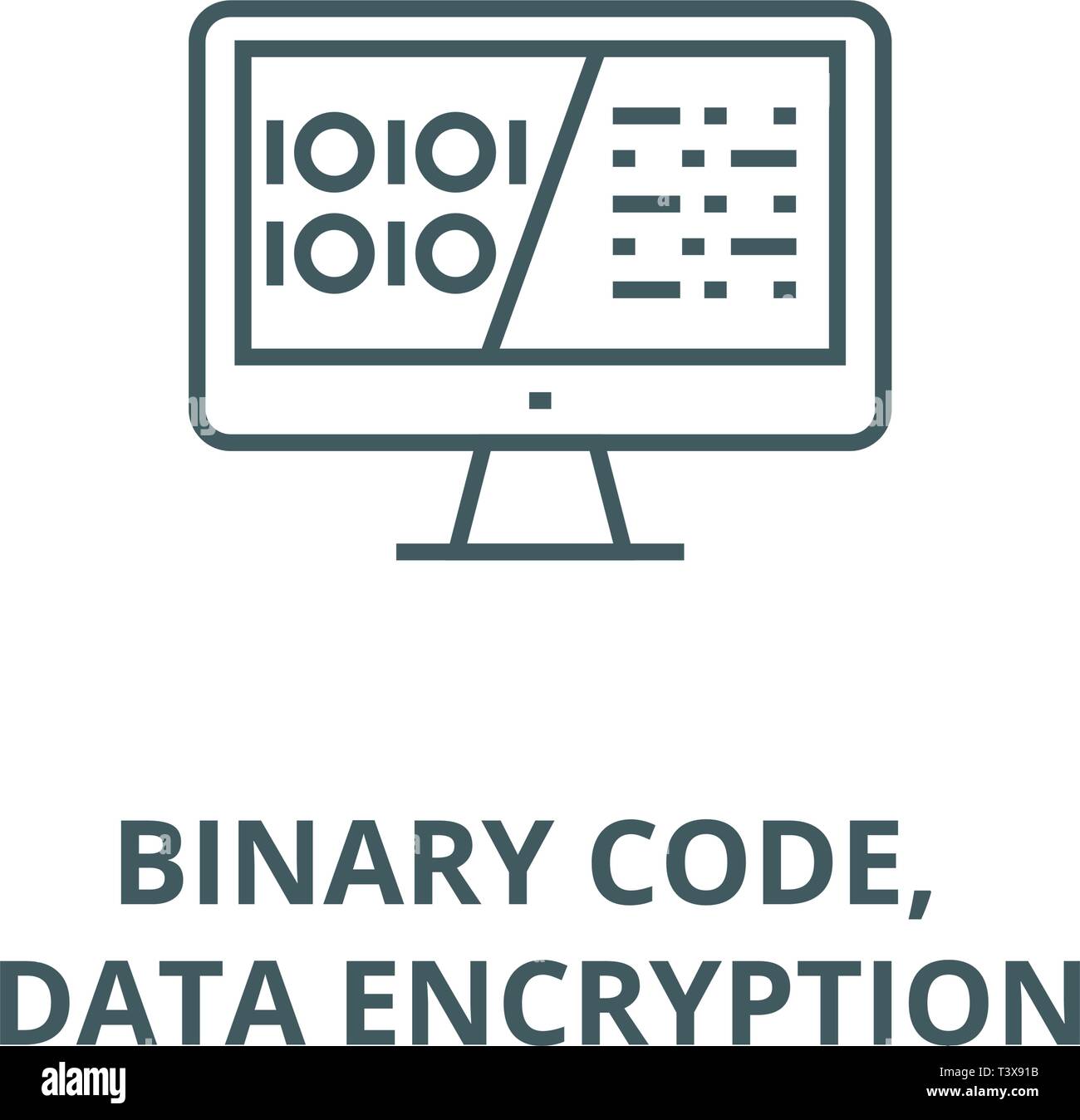 Binary code, data encryption line icon, vector. Binary code, data ... Binary code, data encryption line icon, vector. Binary code, data ...