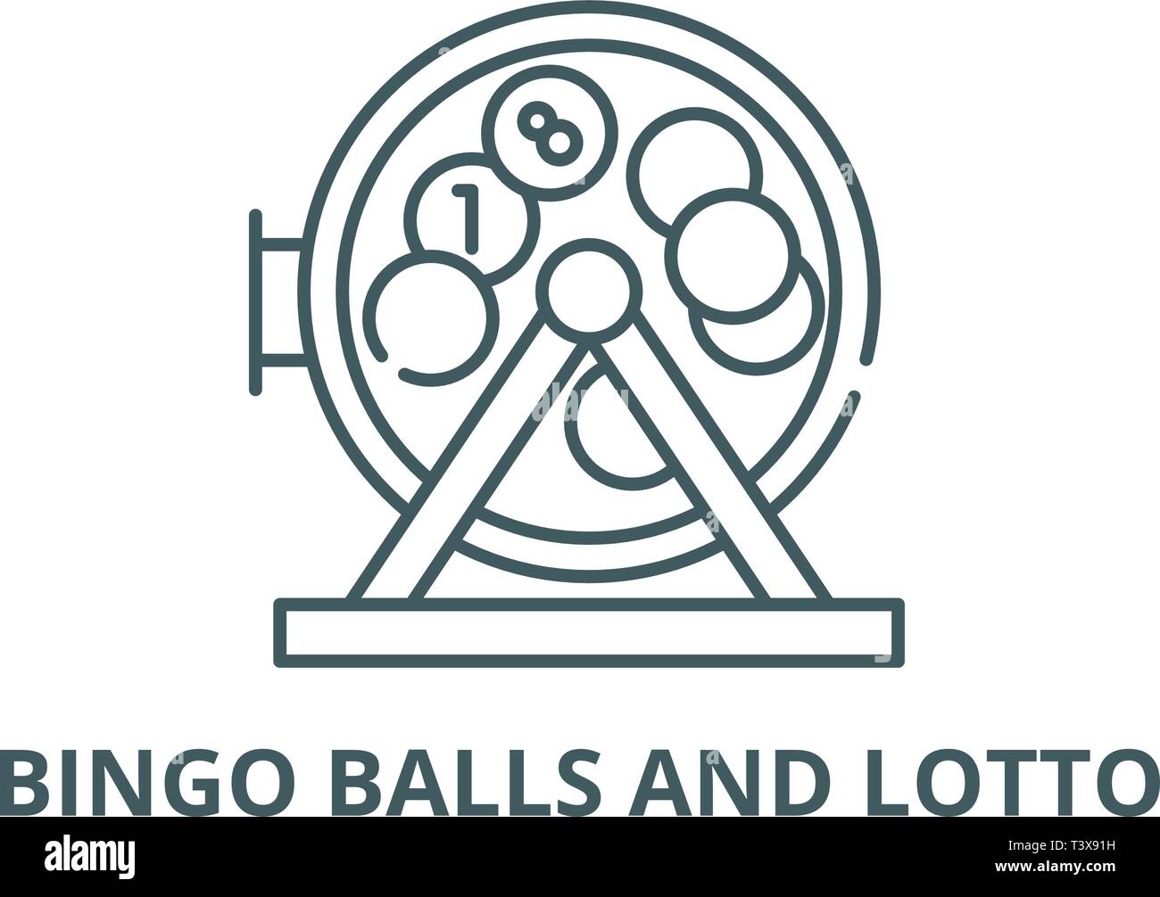Bingo balls and lotto line icon, vector. Bingo balls and lotto outline ...