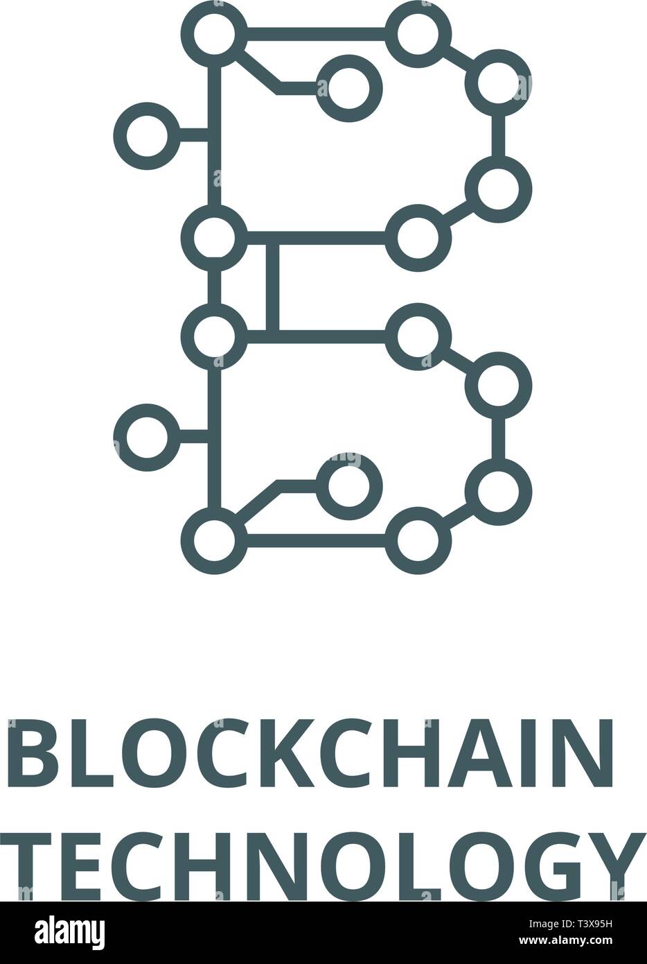 Blockchain technology,circuit line icon, vector. Blockchain technology ...