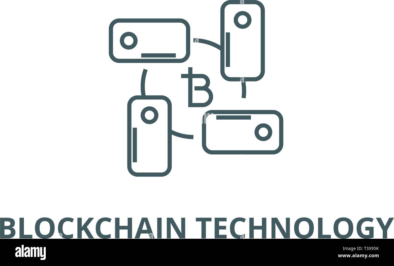 Blockchain technology line icon, vector. Blockchain technology outline ...