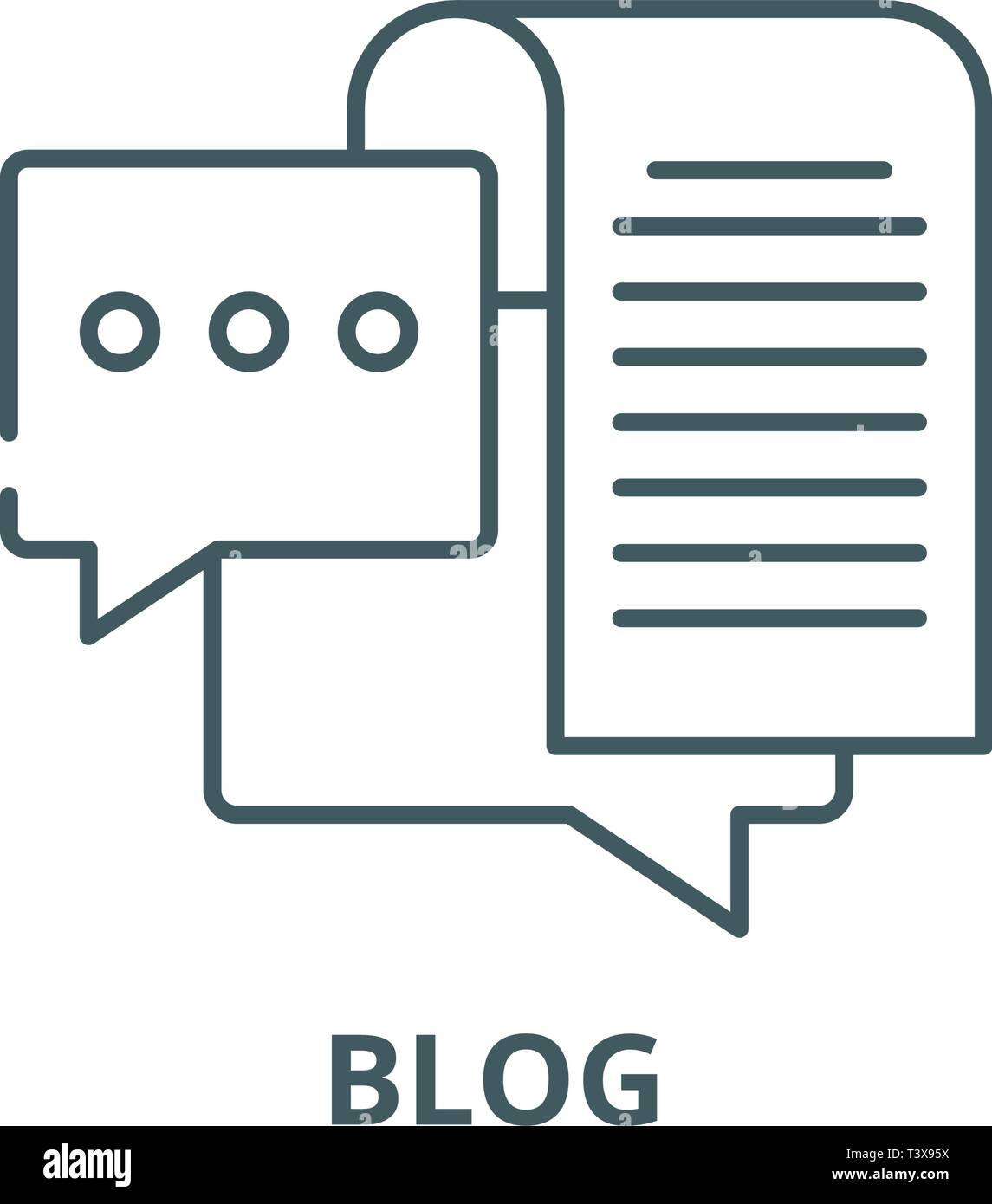 Blog line icon, vector. Blog outline sign, concept symbol, flat ...