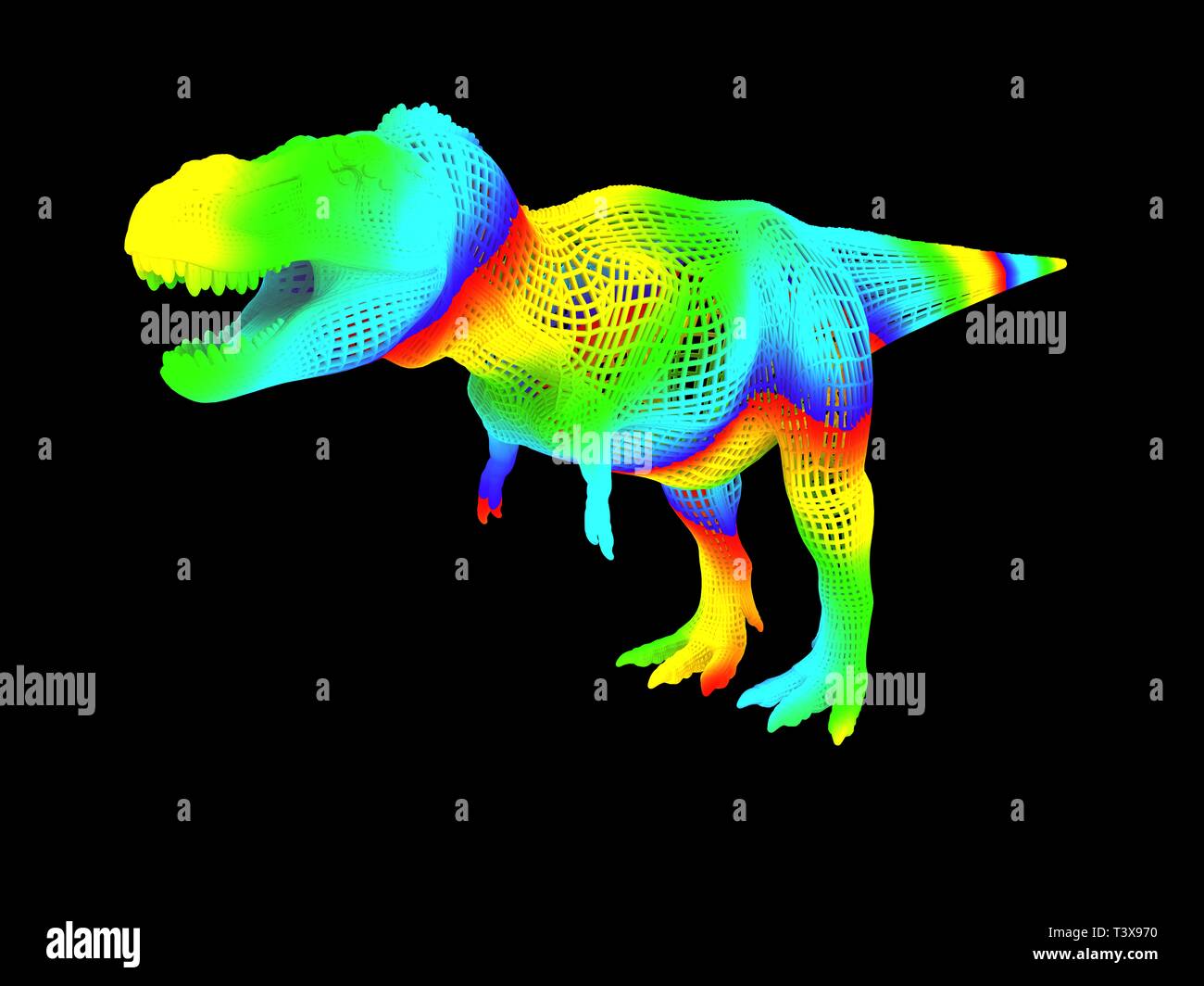 3d rendering of a colorful dino isolated on black background Stock ...
