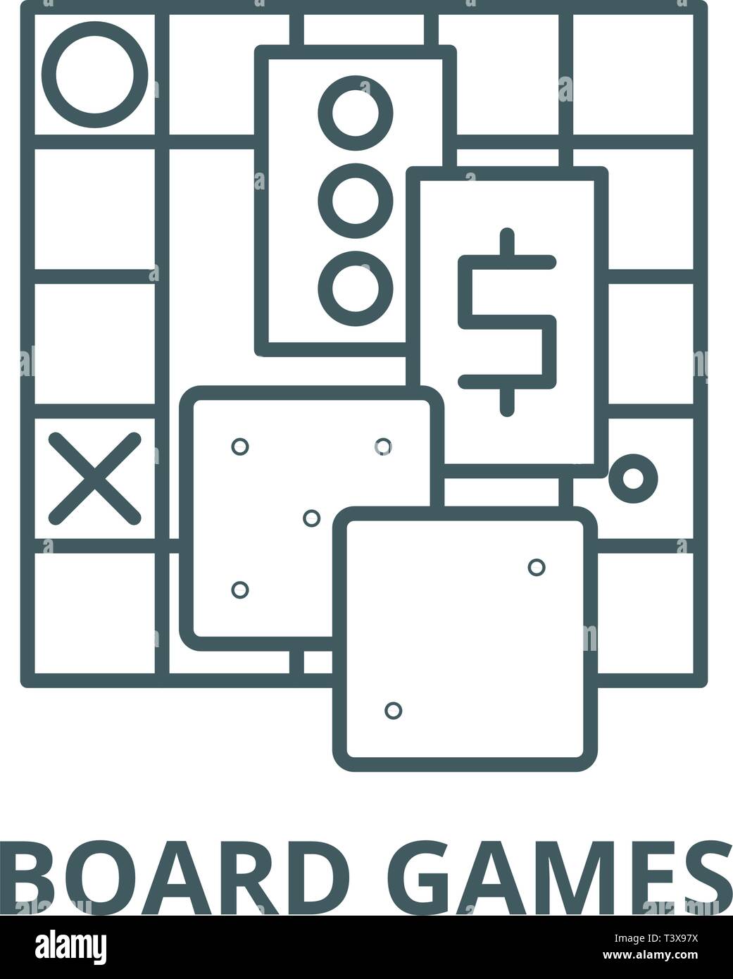 Board games line icon, vector. Board games outline sign, concept symbol ...