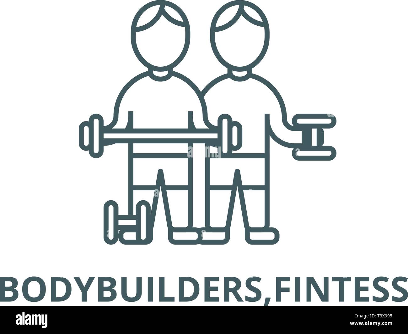 Bodybuilders,fintess line icon, vector. Bodybuilders,fintess outline ...