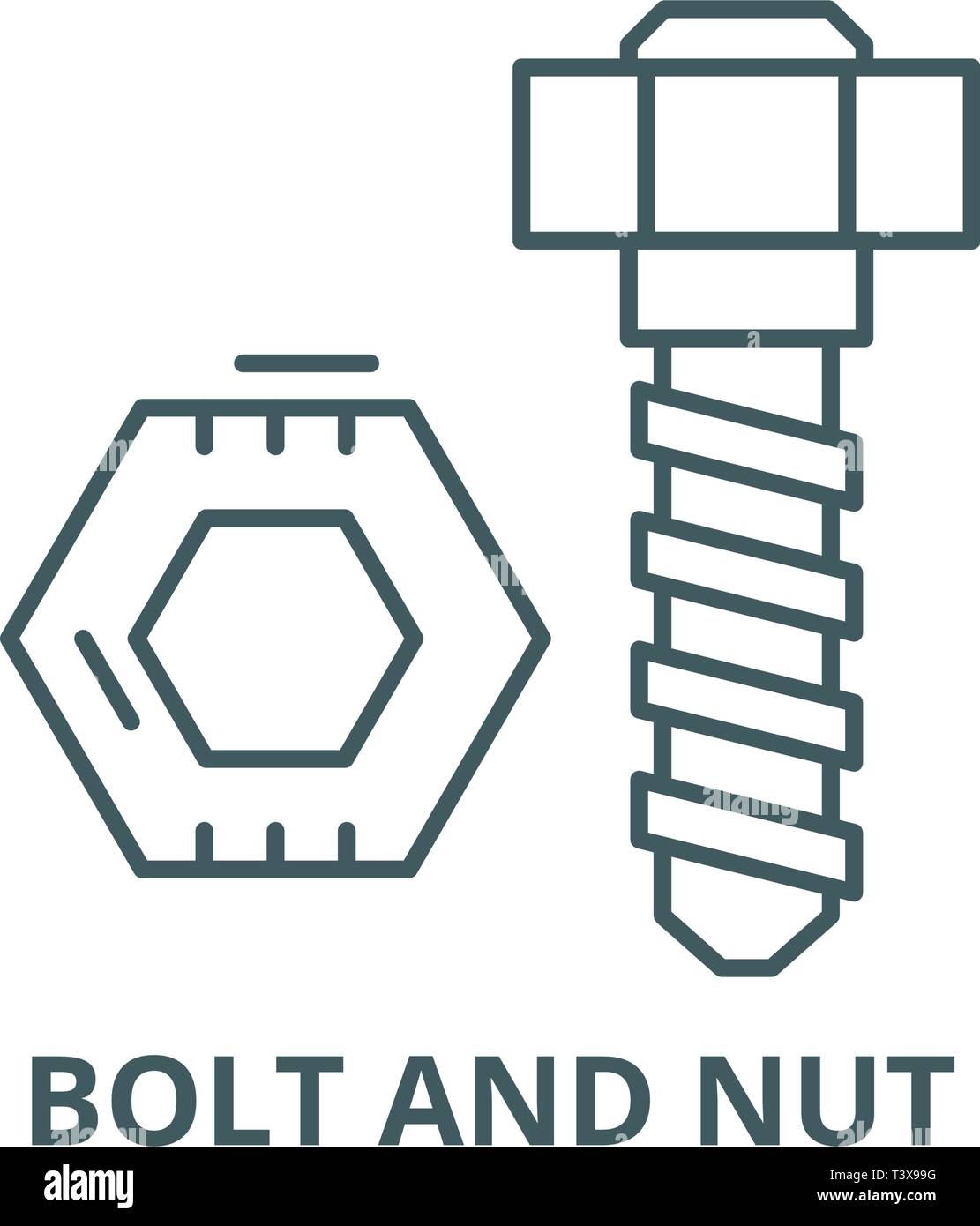 Bolt and nut line icon, vector. Bolt and nut outline sign, concept ...