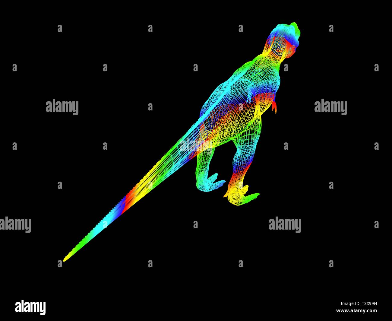 3d rendering of a colorful dino isolated on black background Stock ...