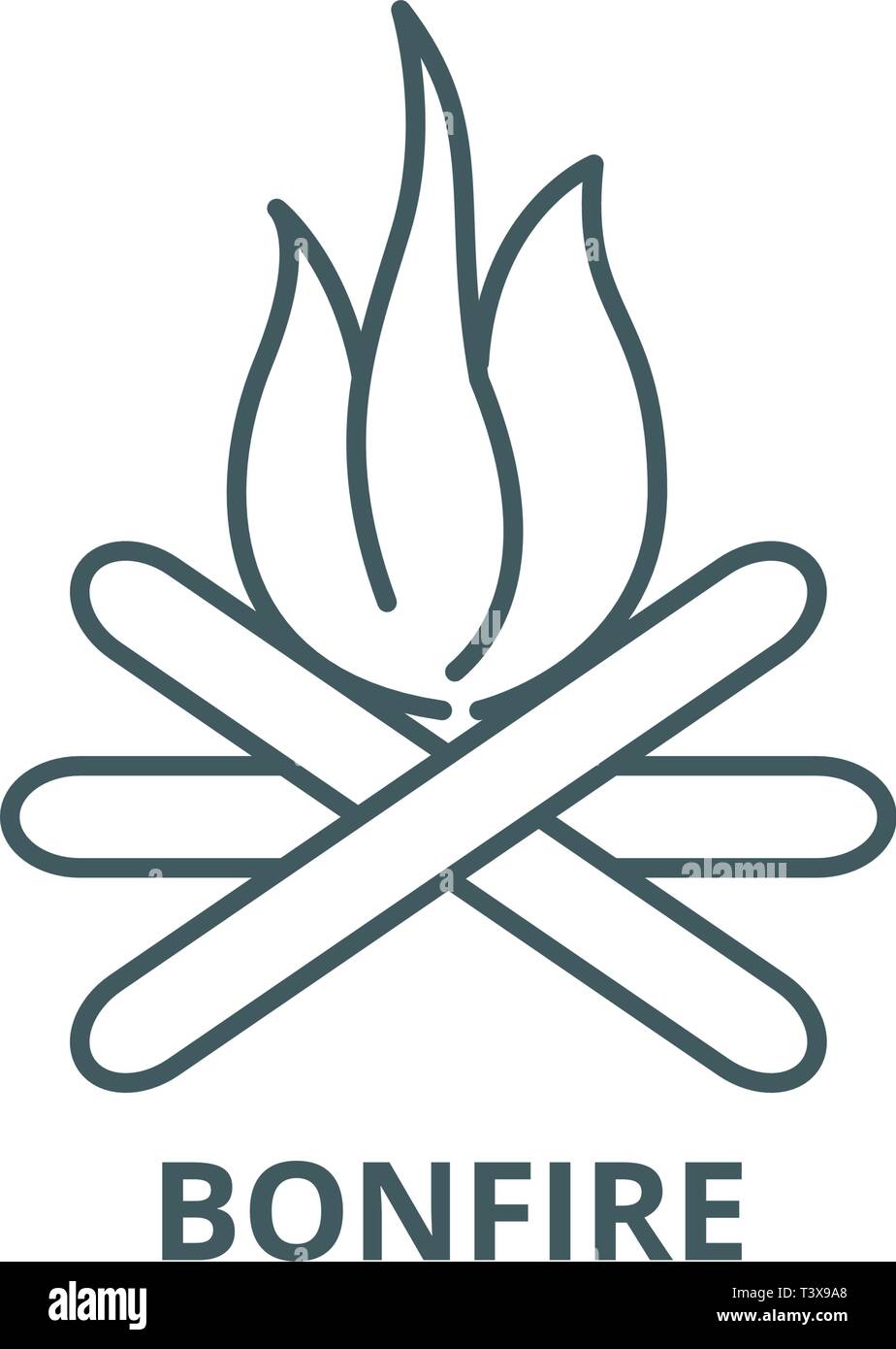 Bonfire line icon, vector. Bonfire outline sign, concept symbol, flat ...