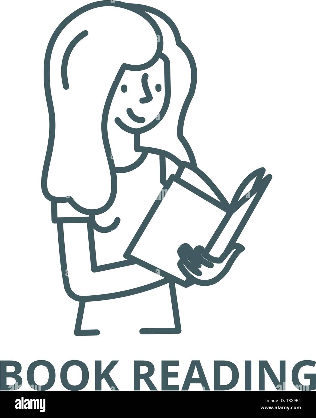 Book reading line icon, vector. Book reading outline sign, concept ...