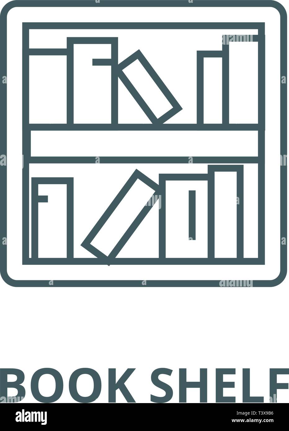 Book shelf line icon, vector. Book shelf outline sign, concept symbol ...