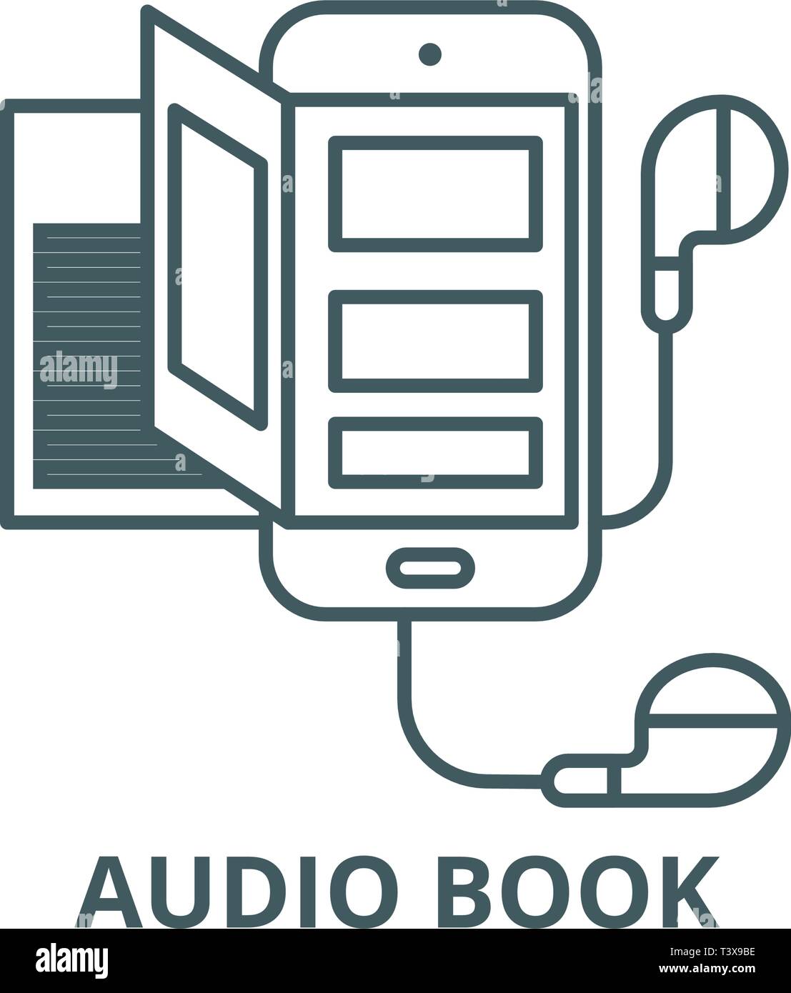 Book,audio,smartphone line icon, vector. Book,audio,smartphone outline ...