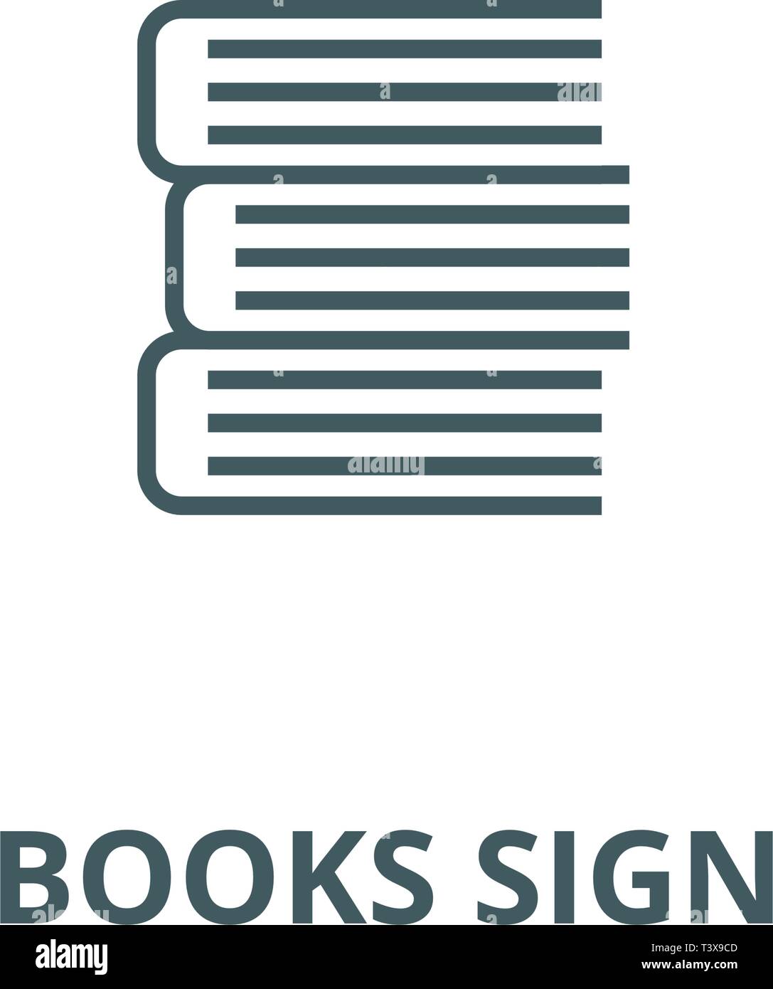 Books sign line icon, vector. Books sign outline sign, concept symbol ...