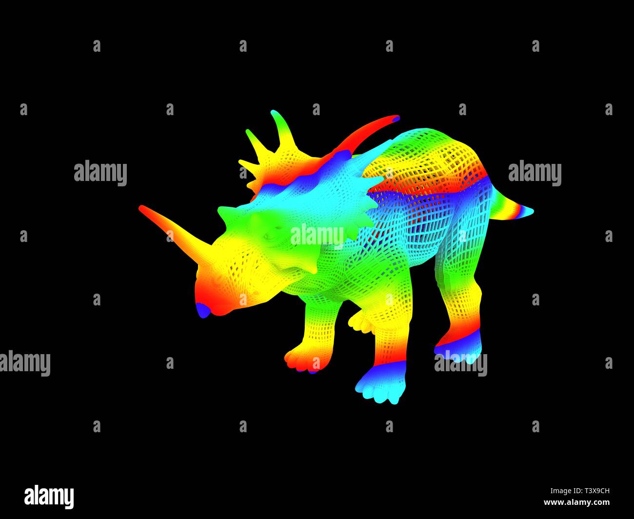 3d rendering of a colorful dino isolated on black background Stock ...