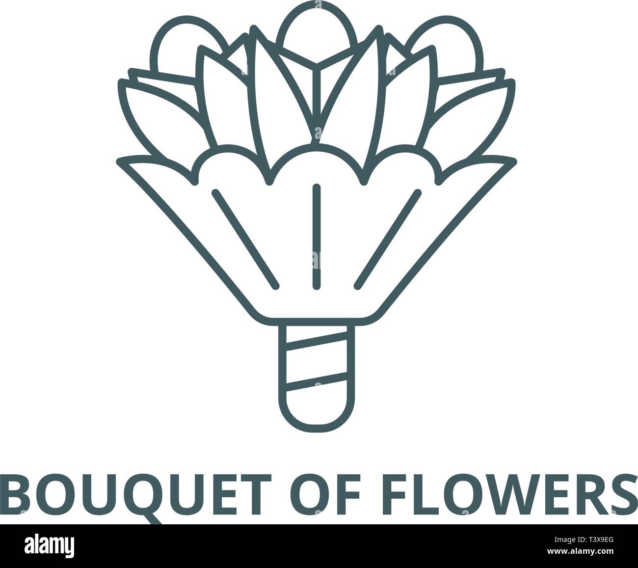 Bouquet of flowers line icon, vector. Bouquet of flowers outline sign ...